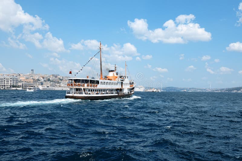 Ferry in Istanbul Bosphorus, Turkey Stock Photo - Image of horn, vessel ...