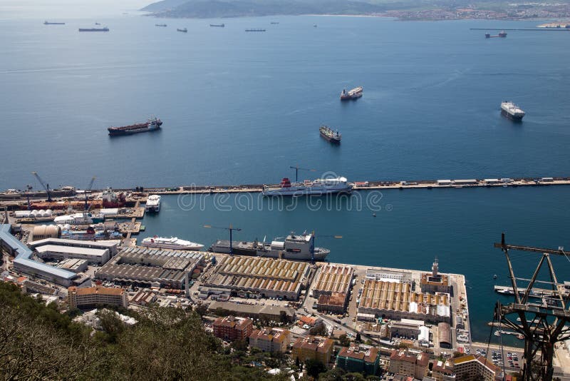 Ships at the Harbour of Gibraltar Stock Photo - Image of tree, spring ...