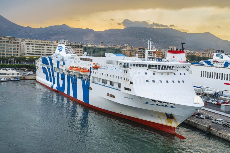 Ferry in Palermo Port. Italy, Sicilia Editorial Stock Photo - Image of ...