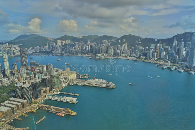 A Ferry and Pier in Victoria Harbor Stock Image - Image of harbor ...