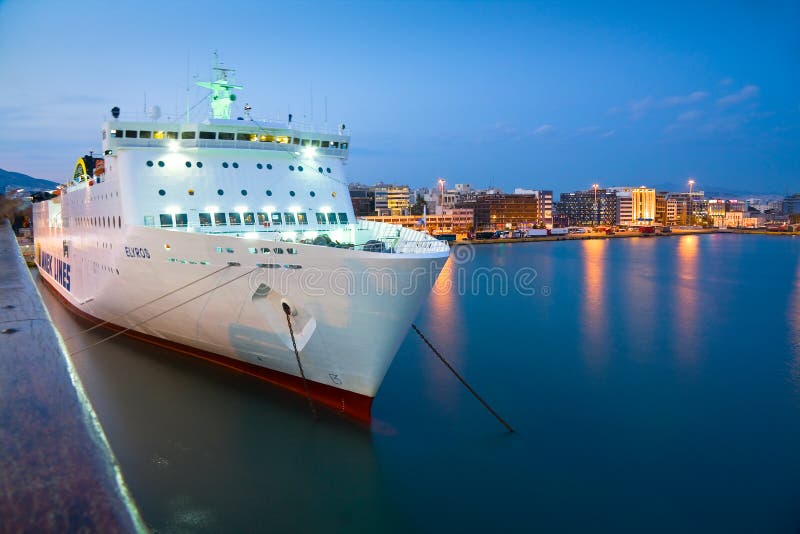 Ferry in Port of Piraeus, Athens. Editorial Stock Photo - Image of ...