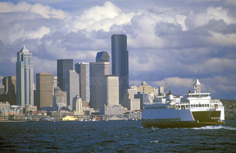 Ferry Puget Sound Seattle Skyline Background Wa Stock Photos - Free ...