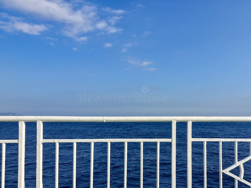 Ferry Railing and Empty Ocean View Stock Photo - Image of seats, vessel ...