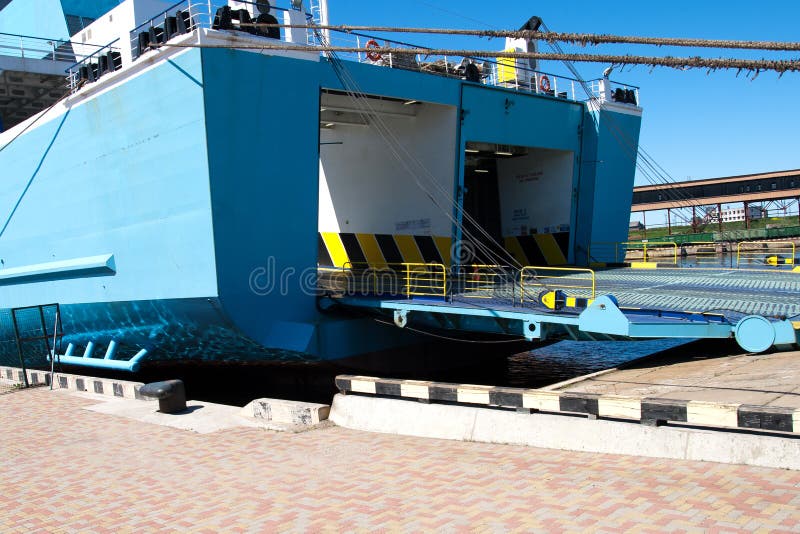 Ferry Ready To Load Cars stock image. Image of doors - 19839805