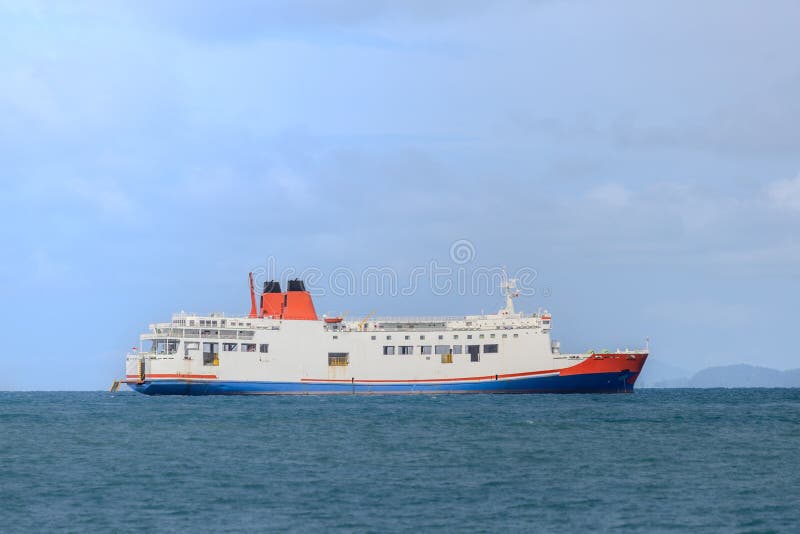 Ferry Ride on a Bright Sunny Day. Passenger Boat Under Clear Blue Sky ...