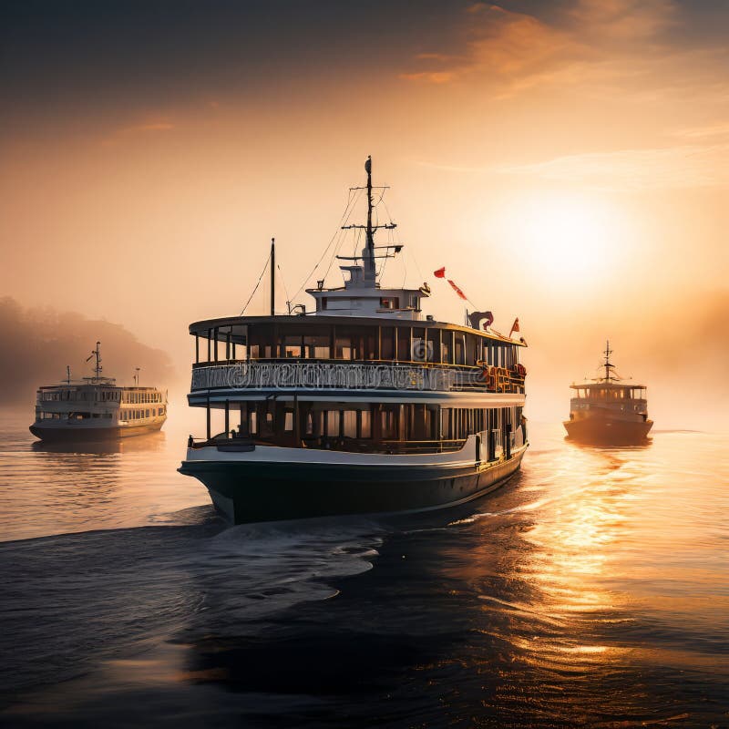 Ferry sailing through stock illustration. Illustration of intricate ...