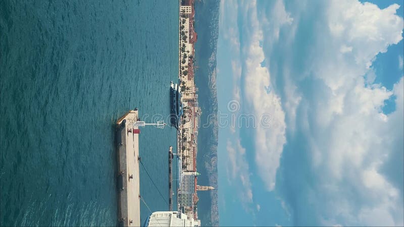Ferry Ship Docked in the Harbor at Split, Croatia. Waterfront of Split ...