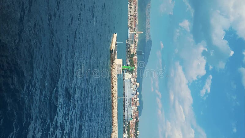 Ferry Ship Docked in the Harbor at Split, Croatia. Waterfront of Split ...