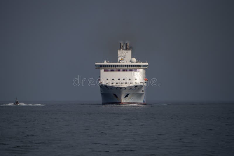 Ferry Ship Frontal View while Entering Harbor Stock Image - Image of ...
