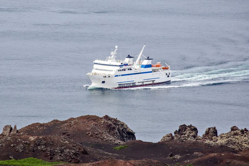 Ferry Ship between the Islands of Iceland Stock Photo - Image of ocean ...