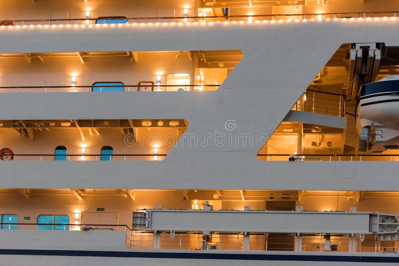 Ferry Ship Lights at Night Harbor Operation Stock Photo - Image of ...