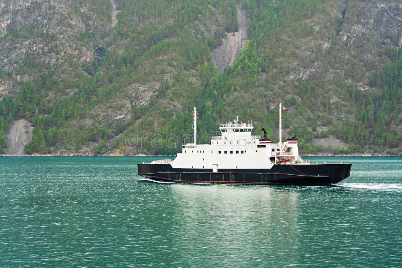 Ferry Ship Sailing in Norwegian Fjords, Norway Stock Photo - Image of ...