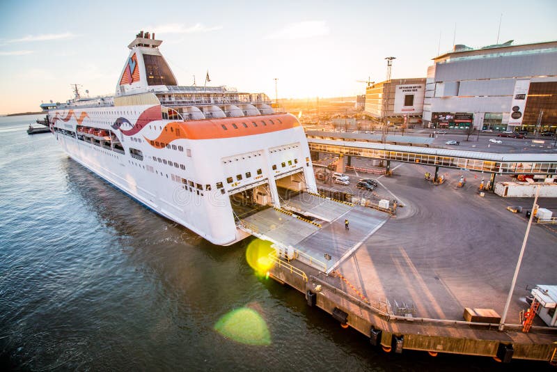 Ferry at Sunset, Taken from the Beach Editorial Stock Photo - Image of ...