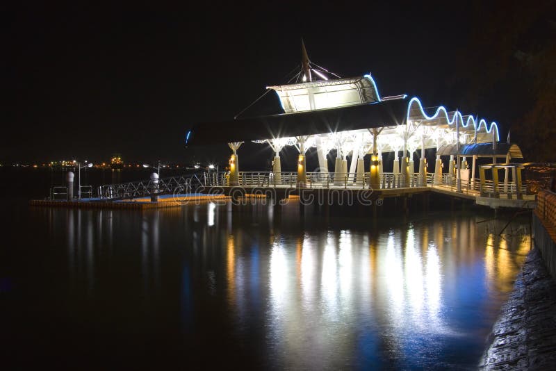 Ferry terminal at night stock image. Image of shipping - 4037441