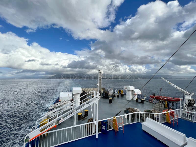 Ferry Traveling To Sicily. Strait of Messina Stock Image - Image of ...