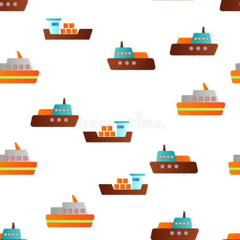 Ferry, Vessel and Ship Vector Seamless Pattern Stock Vector ...