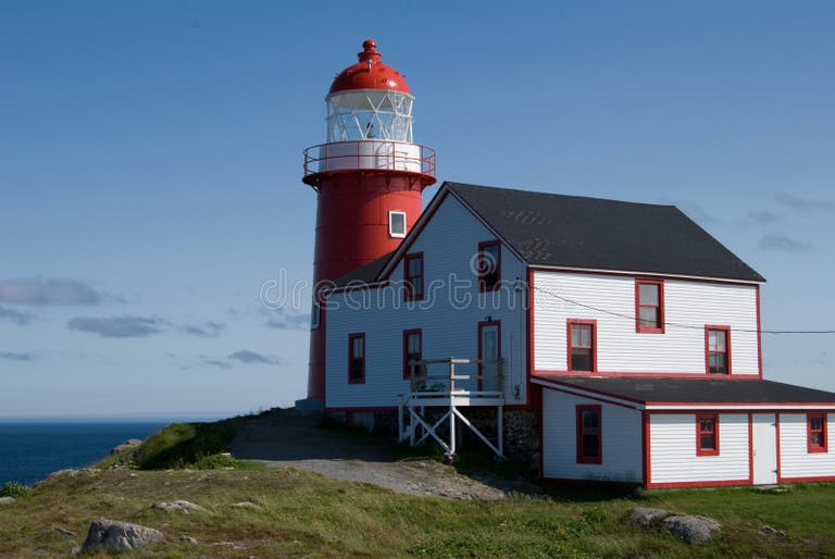 Ferryland Lighthouse Resting on Green Grass Stock Image - Image of ...