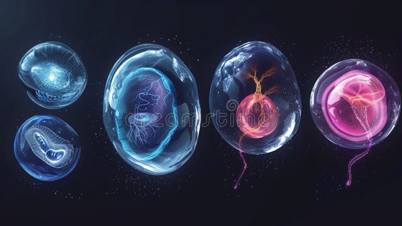 Fertilised Cell Development. Stages from Fertilization Stock Photo ...