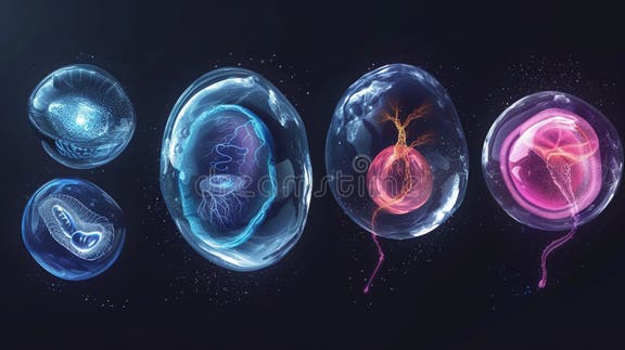 Fertilised Cell Development. Stages from Fertilization Stock Photo ...