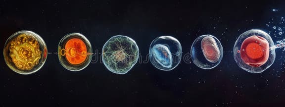 Fertilised Cell Development. Stages from Fertilization Stock Image ...