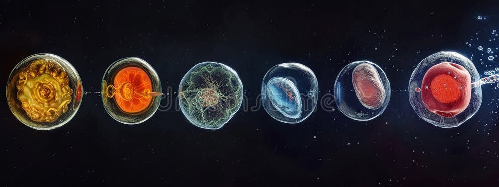 Fertilised Cell Development. Stages from Fertilization Stock Image ...