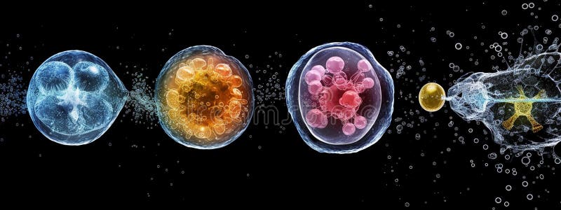 Fertilised Cell Development. Stages from Fertilization Stock Image ...