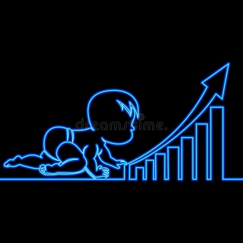Fertility Rate Growth Children Icon Neon Glow Concept Stock Vector ...