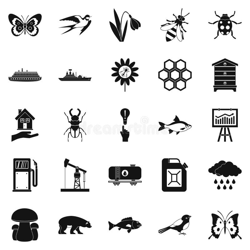 Fervent Icons Set, Simple Style Stock Vector - Illustration of ...