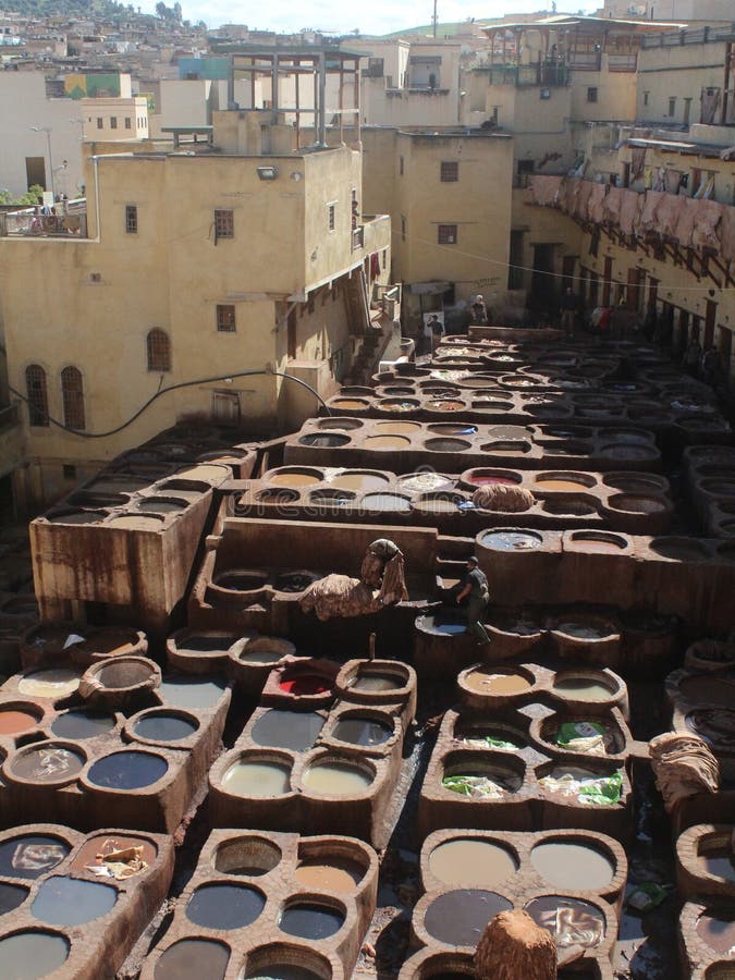 Fes Chouara Tannery editorial stock image. Image of market - 368891939