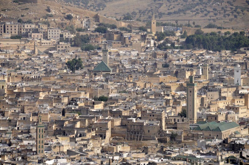 Fes city stock image. Image of residences, aerial, towers - 15427713
