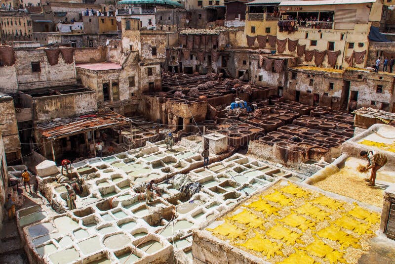 Fes, Morocco - Oct 15, 2019: Tanneries of Fes, Morocco, Africa. Old ... Fes, Morocco - Oct 15, 2019: Tanneries of Fes, Morocco, Africa. Old ...
