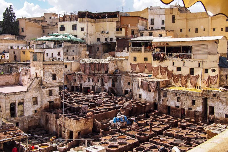 Fes, Morocco - Oct 15, 2019: Tanneries of Fes, Morocco, Africa. Old ... Fes, Morocco - Oct 15, 2019: Tanneries of Fes, Morocco, Africa. Old ...