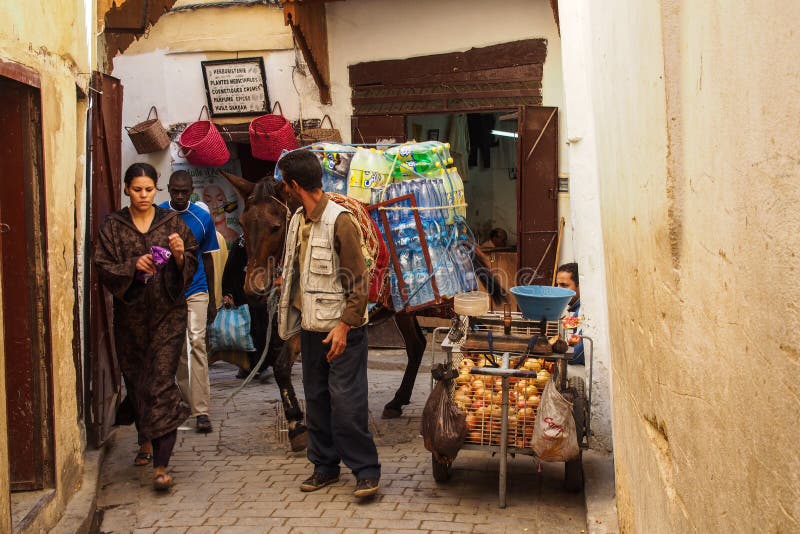 Fes, Morocco - Oct 15, 2019: Typical Street Market in the Old Medina of ... Fes, Morocco - Oct 15, 2019: Typical Street Market in the Old Medina of ...