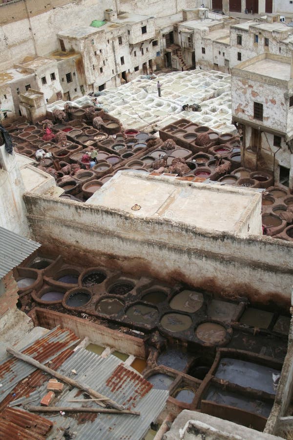 Fes tanneries #1 stock photo. Image of architecture, journey - 1567962