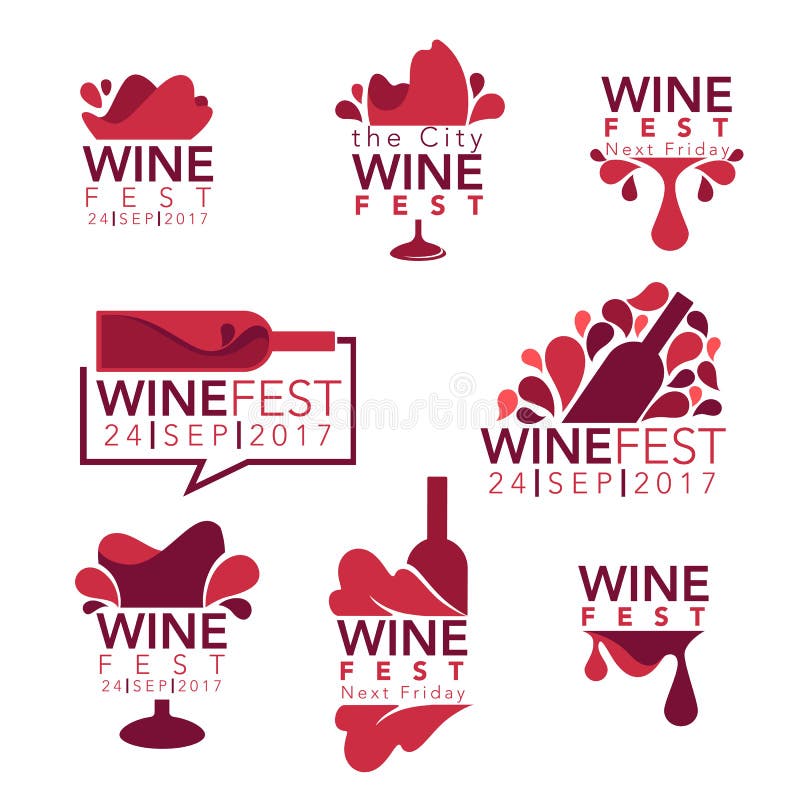 Fest De Vin, Bouteilles De Vin Rouge Et Verres Illustration de Vecteur ...