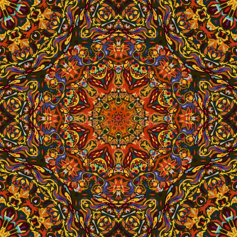 Festival Art Seamless Mandala Pattern. Ethnic Geometric Print Stock ...