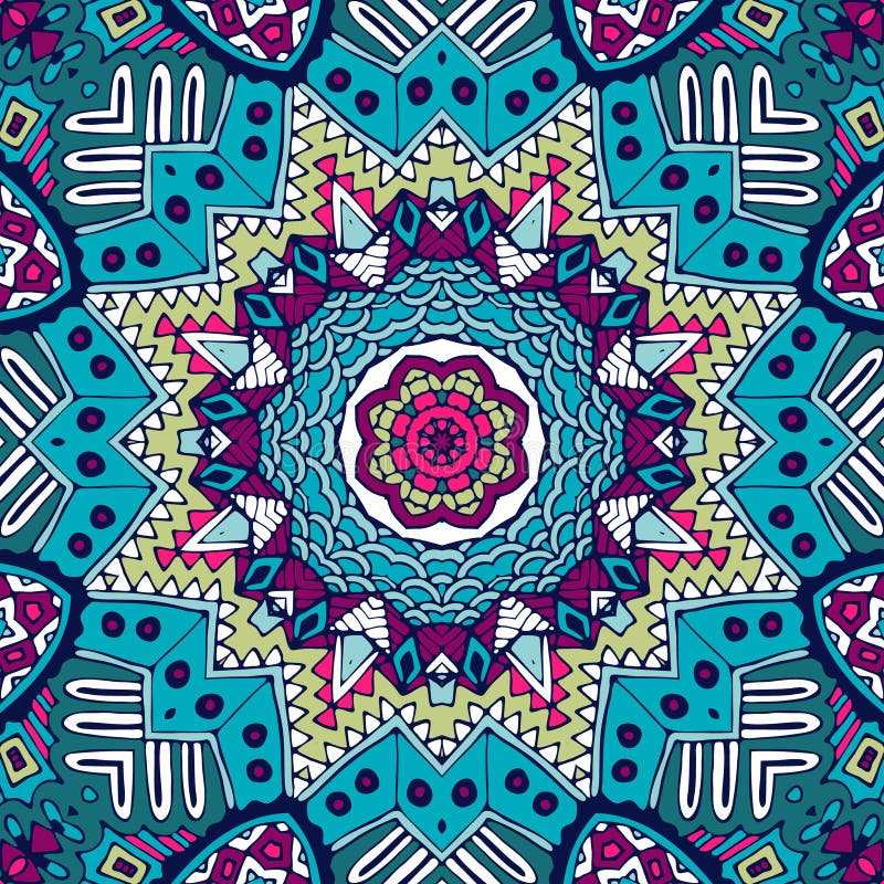 Festival Art Vector Seamless Pattern Mandala. Ethnic Geometric Print ...