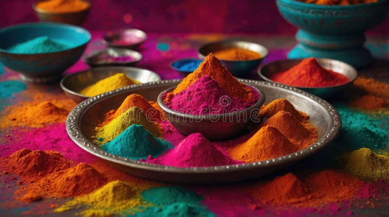 Festival of Colors: Celebrating Joy and Unity with Holi Powders Stock ...