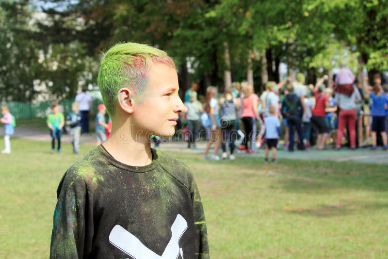 Festival of colors stock image. Image of teenager, leisure - 129625537