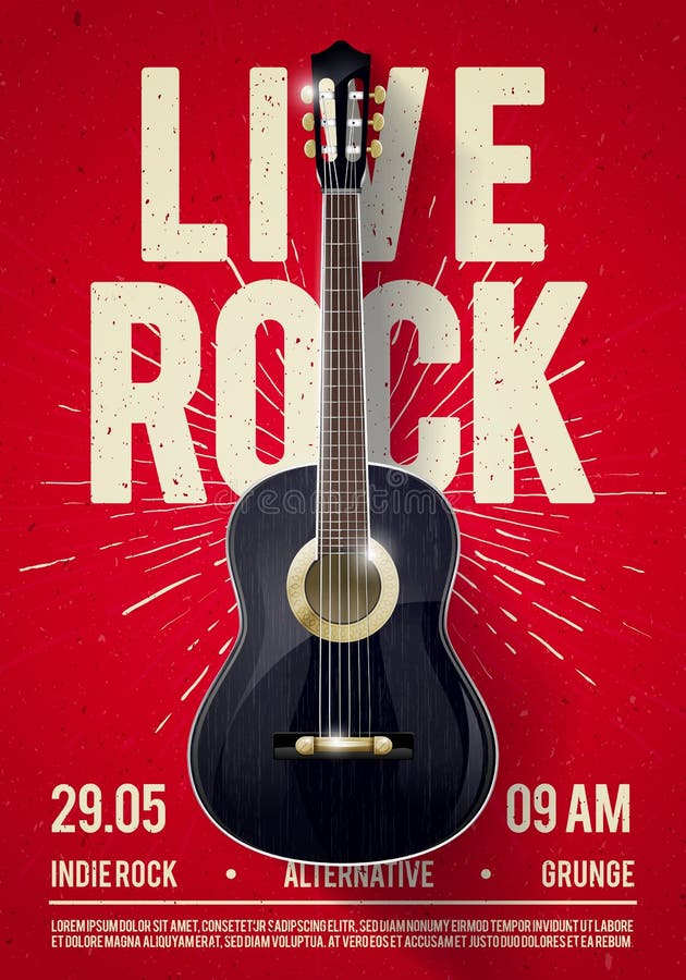 Vector Illustration Beautiful Live Classic Rock Music Poster Template ...