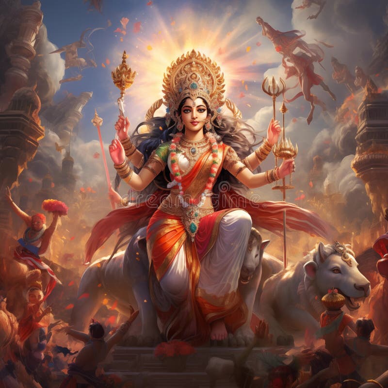 Festival. Indian Female Deity Stock Illustration - Illustration of ...