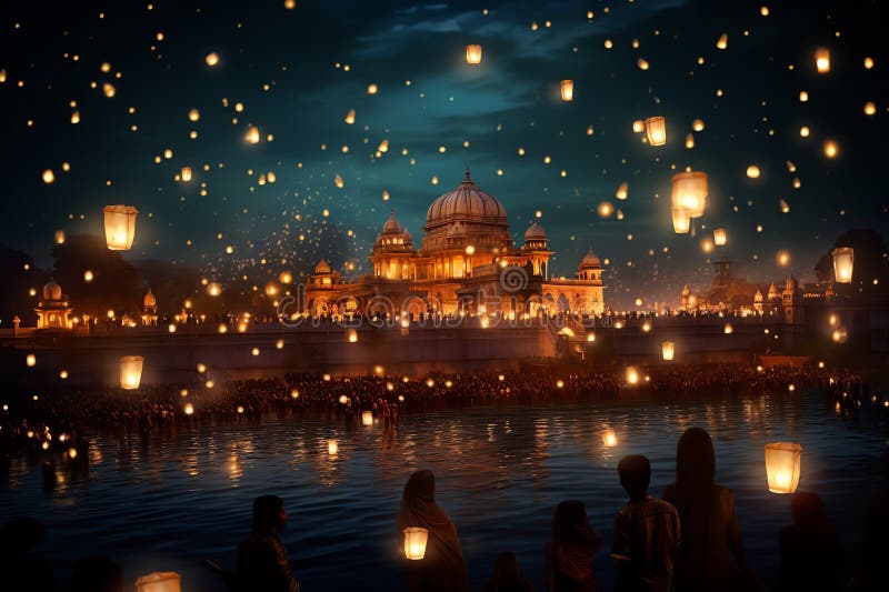 Festival of Lights India Symbol with Copy Space Stock Illustration ...