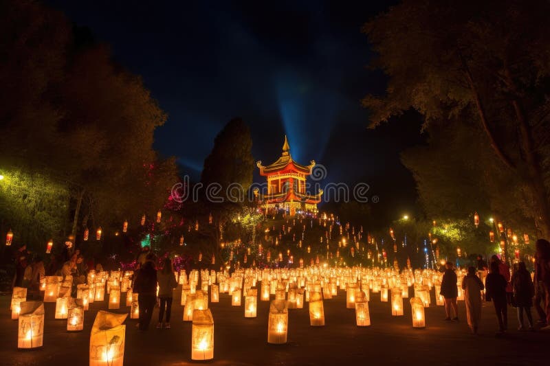 Festival of Lights, with Lanterns and Torches Illuminating the Night ...