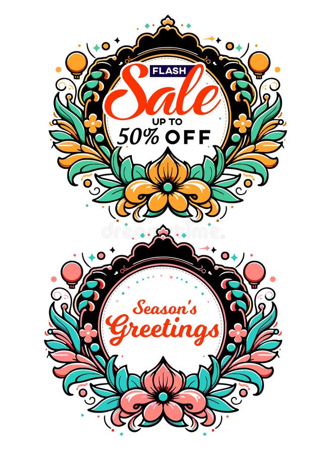 Decorative Illustration Features a Festive Offer Design, Highlighting ...