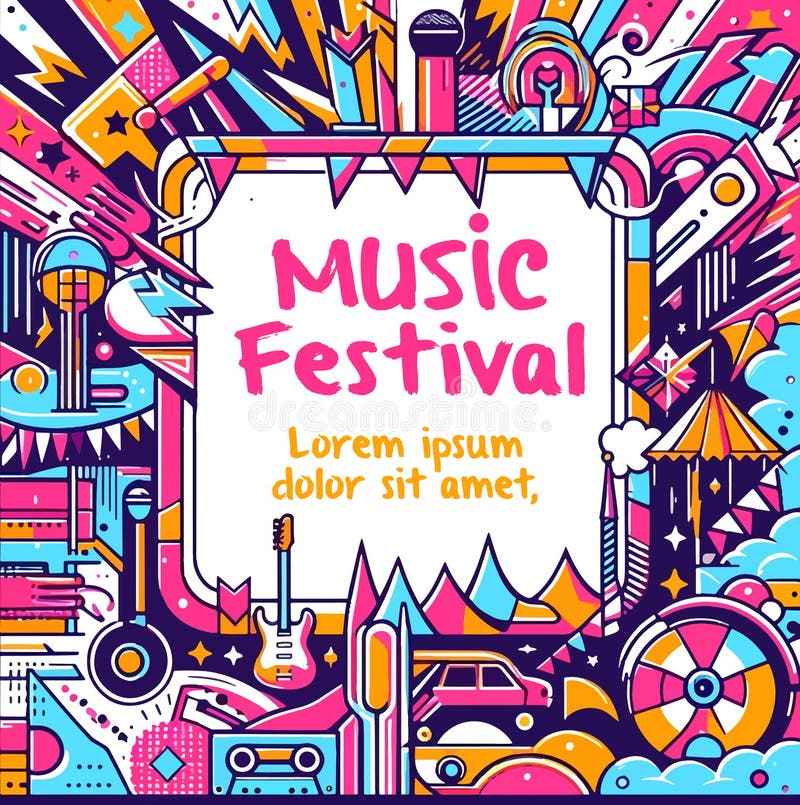 Festival Retro Design Frame. a Music Festival Poster Vector ...
