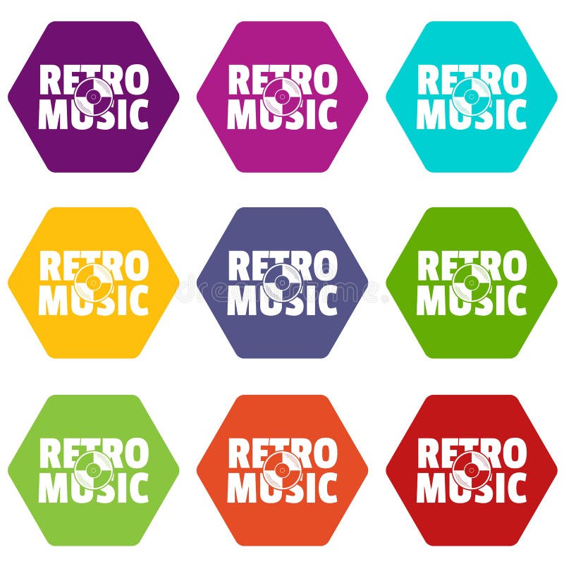 Festival Retro Music Icons Set 9 Vector Stock Vector - Illustration of ...