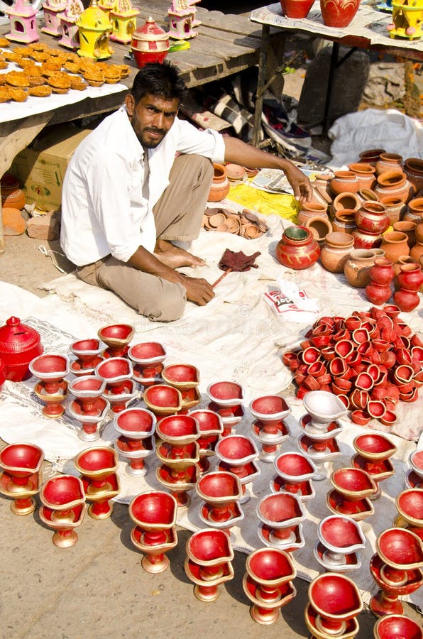 Festival Season - Mud Lamp Vendor Editorial Image - Image of lamp ...