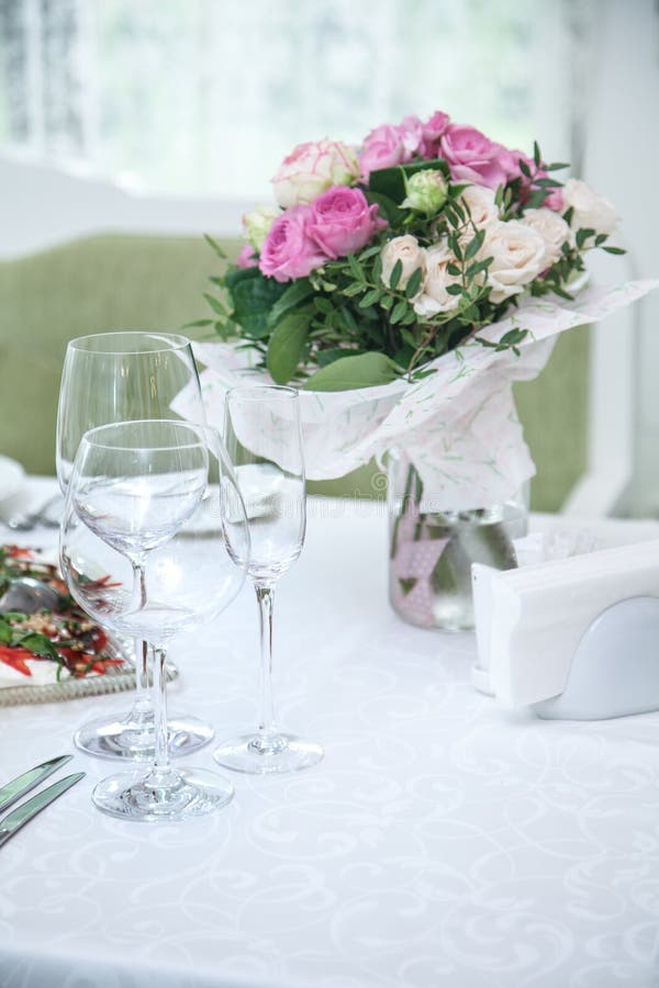 Festival Table Setting at the Restaurant. Stock Image - Image of ...