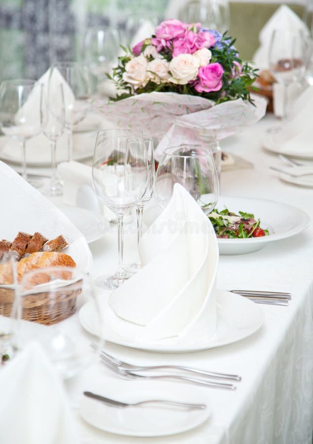 Festival Table Setting at the Restaurant. Stock Image - Image of ...