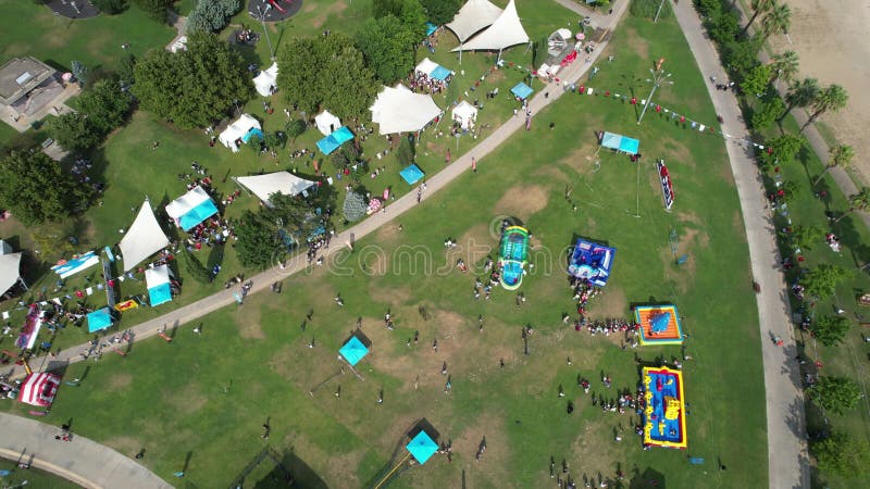 Aerial festival tents stock video. Video of entertainment - 259865227